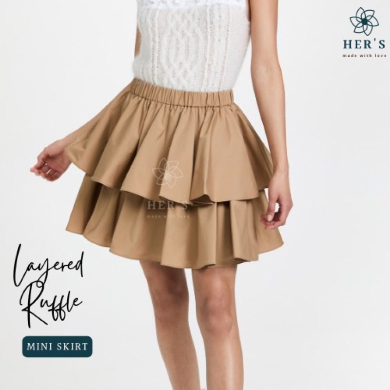 Jual Her's - Riri Layered Ruffle Skirt - Hem Flare Slirt - Rok Remple ...