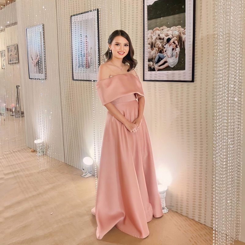 Jual EDELIE GOWN - Gaun pesta wanita off shoulder maxi A line flare ...