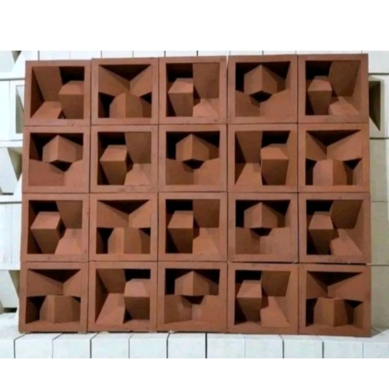 Jual roster beton/roster Minimalis motif zigzag merah bata | Shopee ...