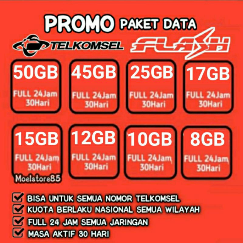 Jual PAKET DATA TELKOMSEL FLASH SEMUA ZONA | SIMPATI | AS | LOOP | FULL ...