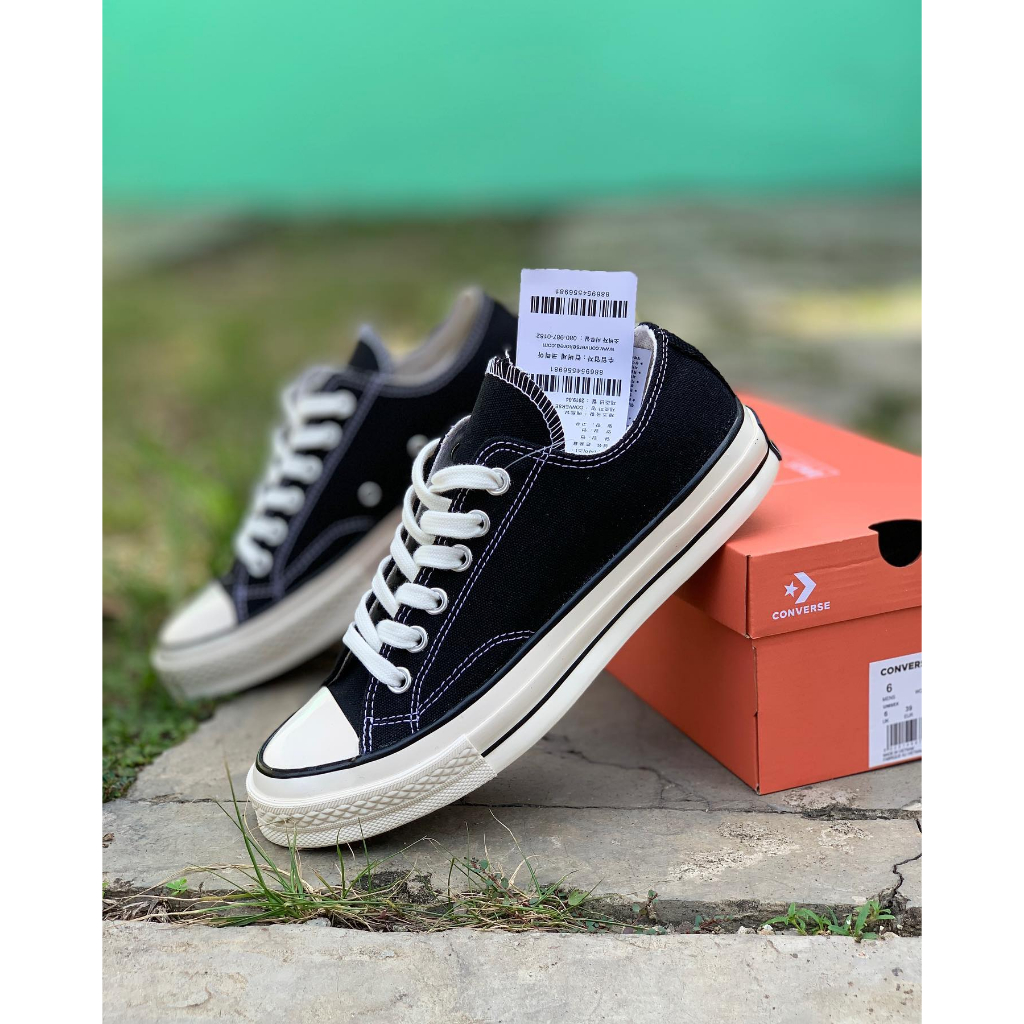 Jual Sepatu Kanvas Sepatu Kasual Sepatu Converse 70s Low ite Hitam ...
