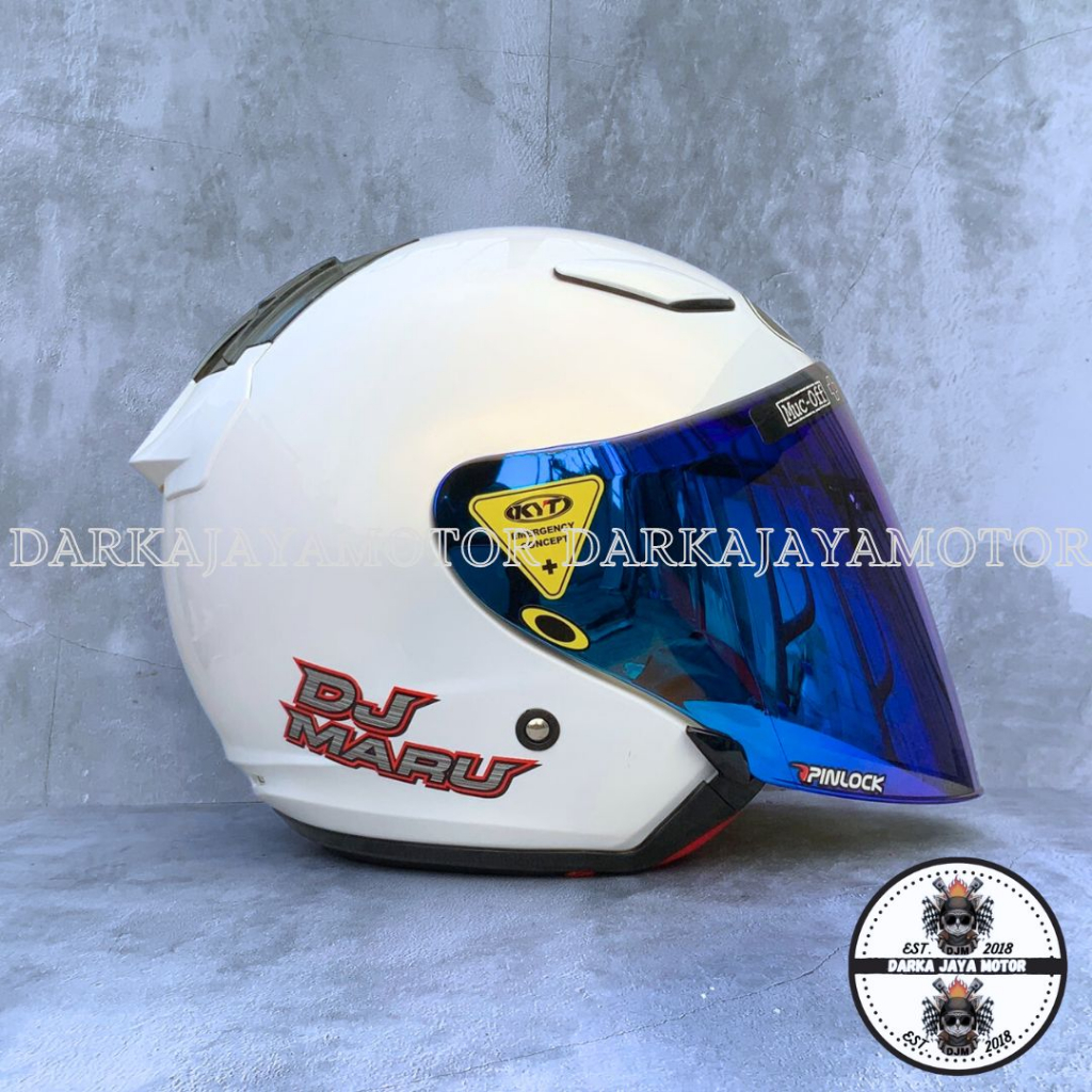 Jual HELM KYT DJ MARU SOLID WHITE PEARL GOLD | HELM PAKET GANTENG TANPA SPOILER KYT HALF FACE ...