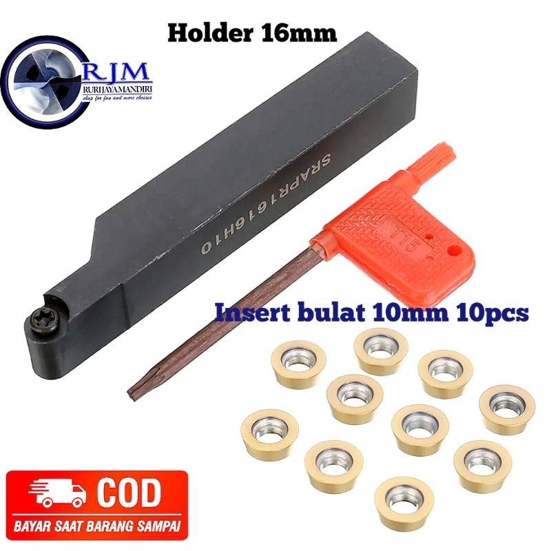 Jual holder bubut 16mm holder radius SRAPR 1616 H10 set insert RPMW ...