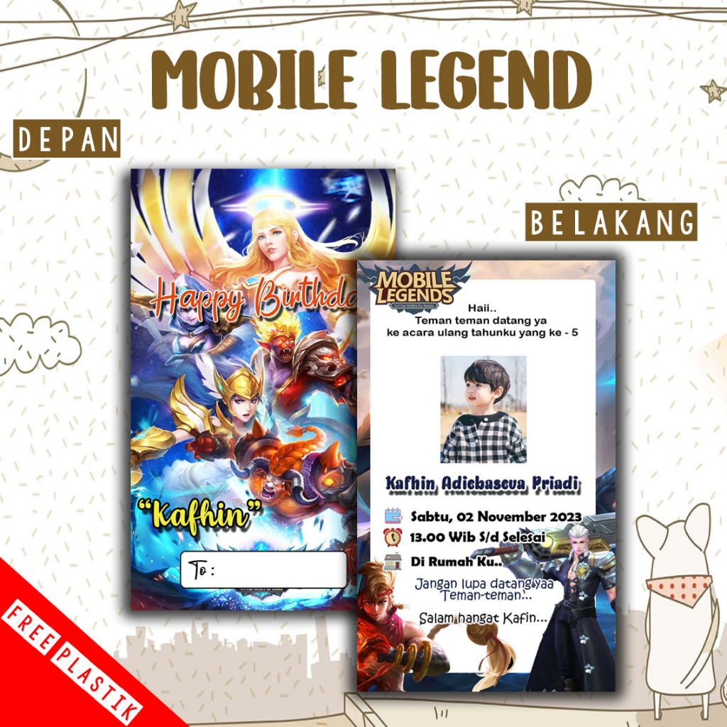 Jual Undangan Karakter MOBILE LEGEND (30 PCS / 50 PCS) / Undangan ulang ...