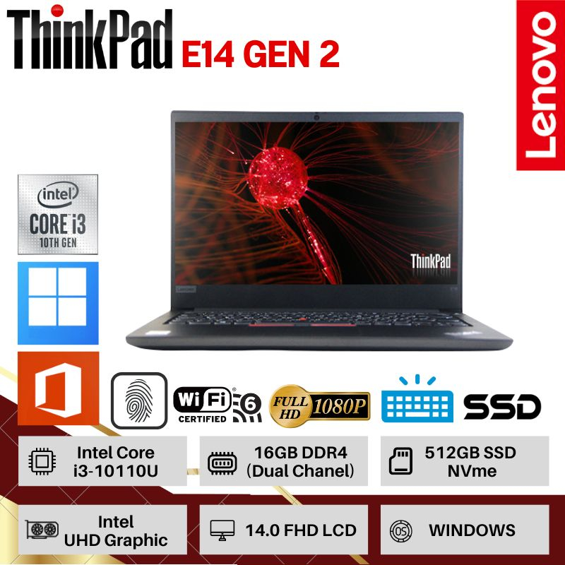 Jual LENOVO THINKPAD E14 GEN2 I3 10110U 16GB 512SSD INTEL UHD WINDOWS 14.0 FHD | Shopee Indonesia