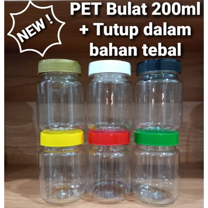 Jual Toples BULAT 200ml + Sumpal | Toples 200ml | Botol Bulat 200ml PET ...