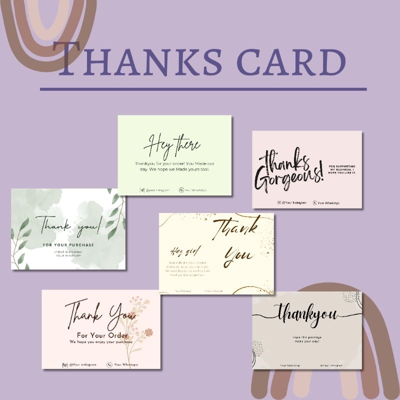 Jual Stiker Thank you card 1 sisi/gift card/Custom/aeshtetic/cute ...