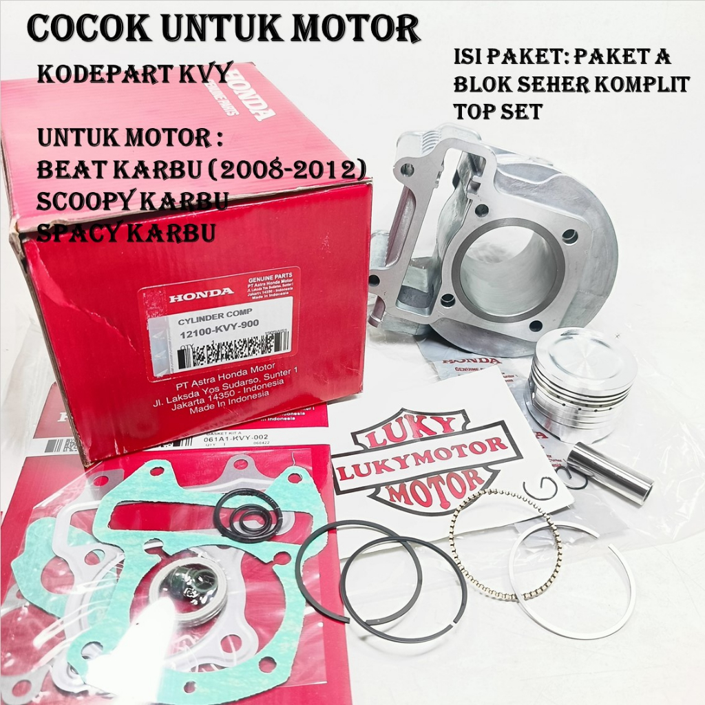 Jual BLOK SEHER KOMPLIT PISTON + TOPSET KVY HONDA BEAT KARBU , SCOOPY KARBU , SPACY KARBU BLOK ...