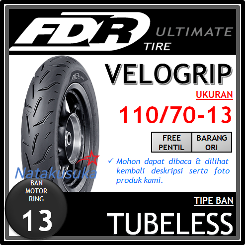 Jual FDR Velogrip 110/70 - 13 Tubeless (TL) | Shopee Indonesia