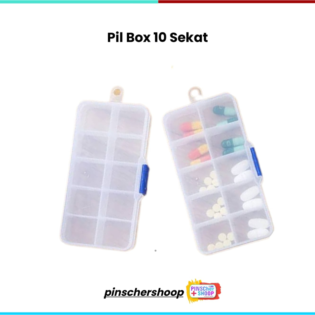 Jual Pil Box 10 Sekat Kotak Obat Plastik Kotak Penyimpanan | Shopee ...