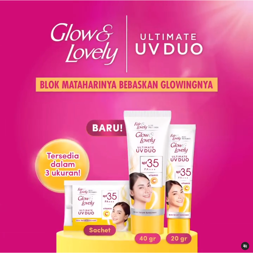 Jual [KUNING] GLOW & LOVELY Ultimate UV Duo Krim Vit C & Niacinamide Sunscreen SPF 35 PA ...