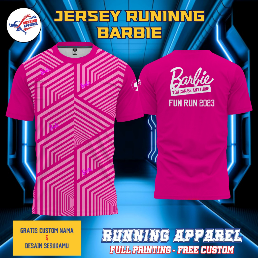 Jual Baju olahraga Lari Jersey Running Pria/Wanita BARBIE FUN RUN 2023 - Bahan Dryfit Full ...
