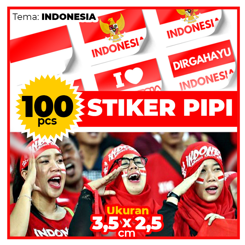 Jual Sticker Pipi Merah Putih Indonesia ISI 100PCS Tempelan Pipi ...