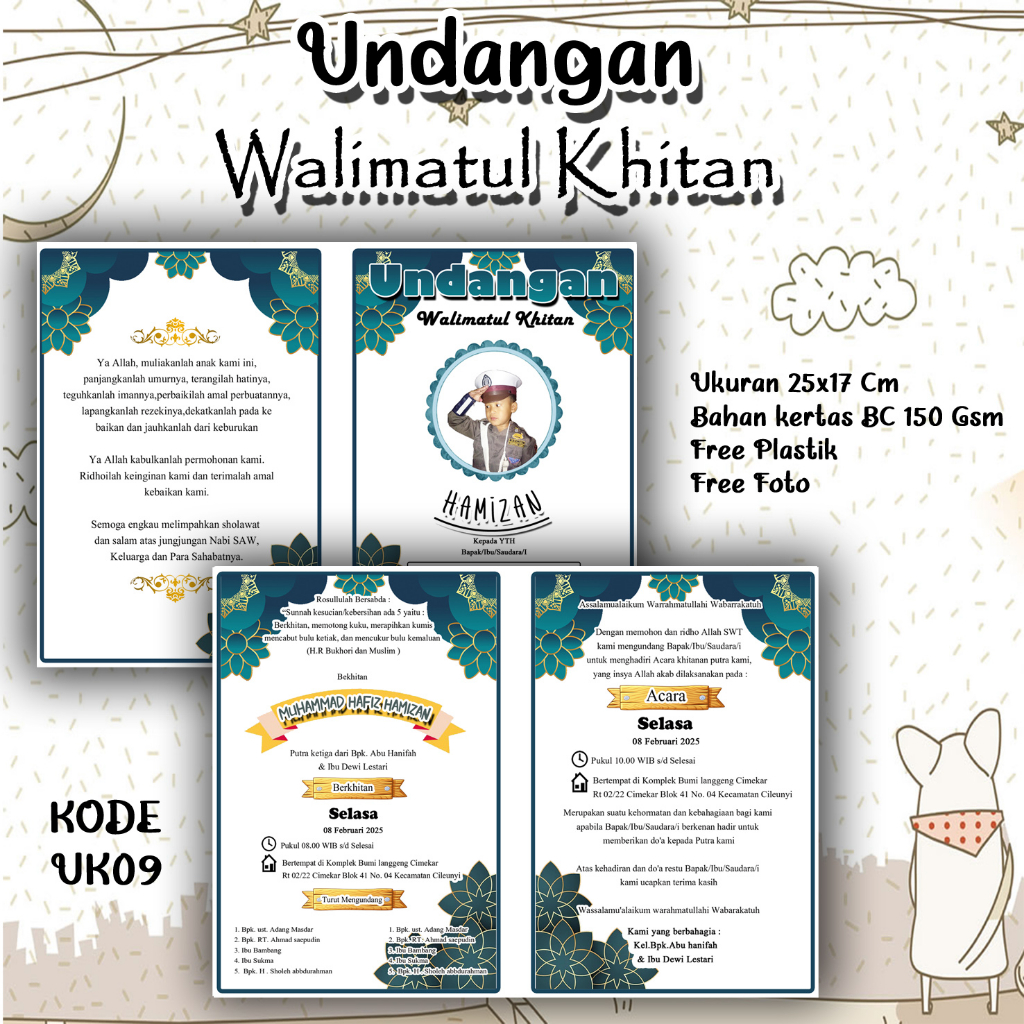 Jual UNDANGAN SUNAT UK09 / SUNATAN MURAH / SURAT UNDANGAN / KARTU ...