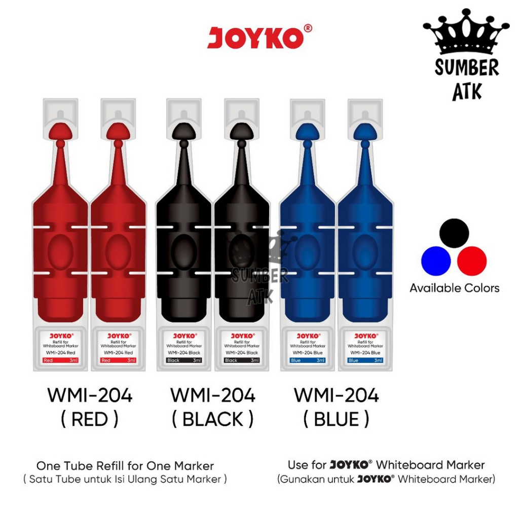 Jual Refill Whiteboard Marker WMI-204 Hitam , Biru , Merah Ink Refill ...