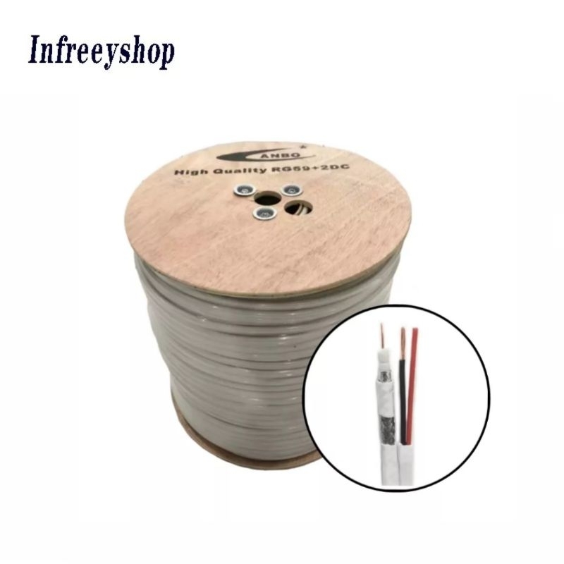 Jual kabel cctv 300meter rg59 plus power 2dc kamera cable camera hitam ...