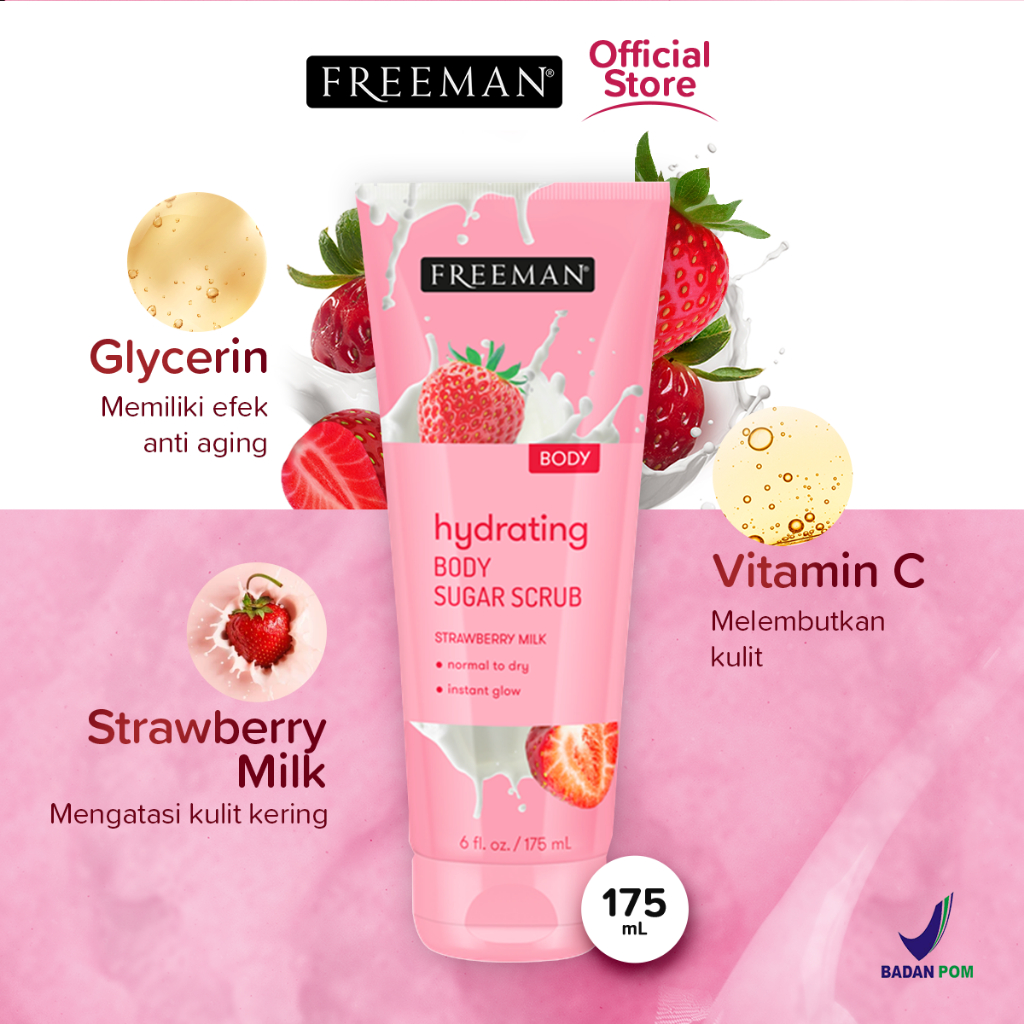 Jual Freeman Hydrating Strawberry Milk Body Sugar Scrub 175ml | Shopee ...