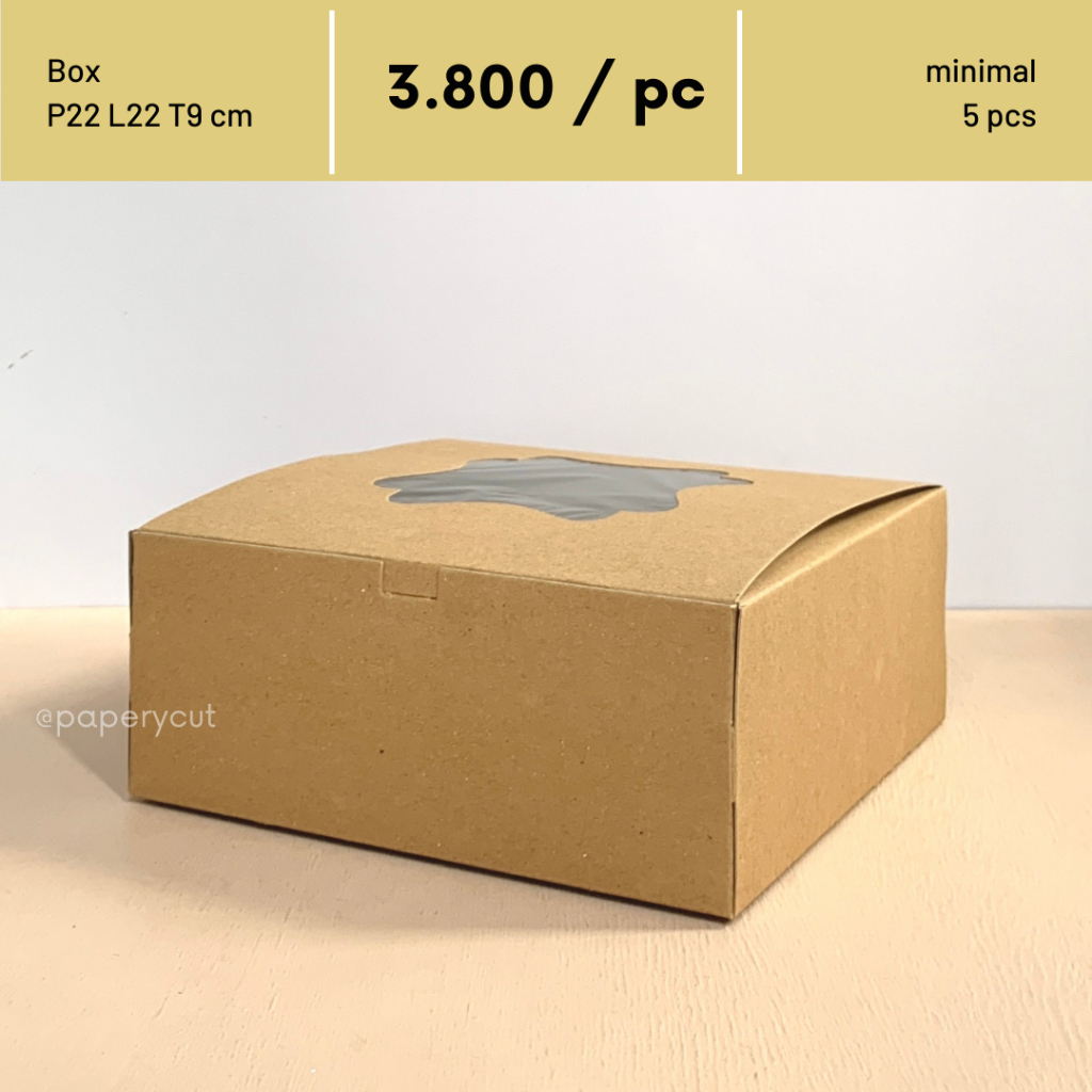 Jual Box Kotak Packaging Cake Kue Tart Pudding - Kraft 22 x 22 x 9 cm ...
