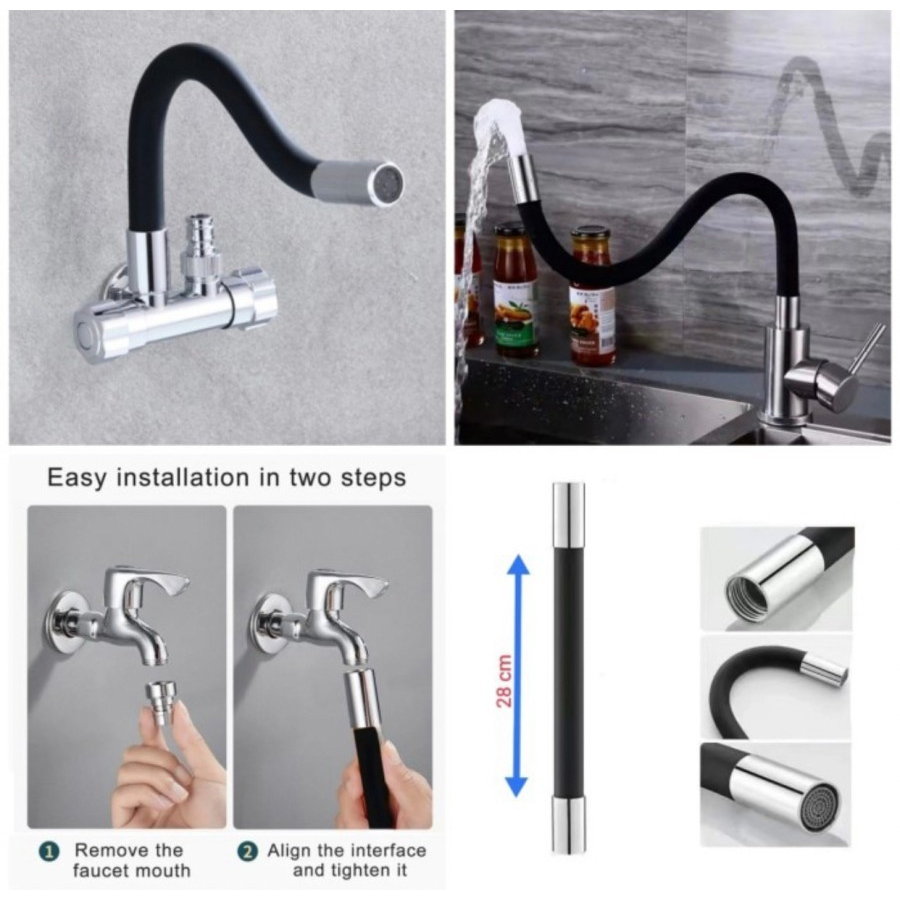 Jual Sambungan Kran air Selang Flexible hitam 20 30 40 50 cm tebal ...