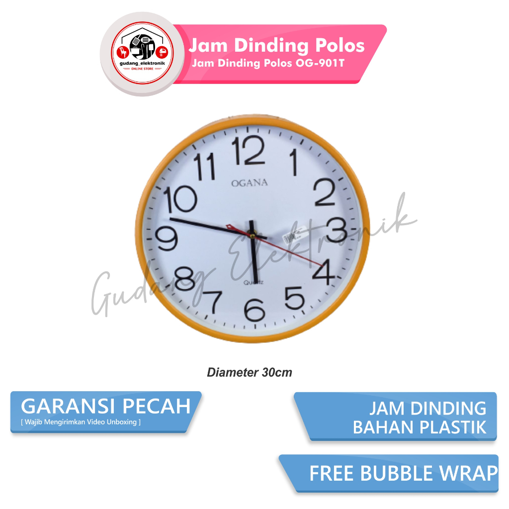Jual Jam Dinding Ogana Jumbo Polos Warna Random OG-901T | Shopee Indonesia