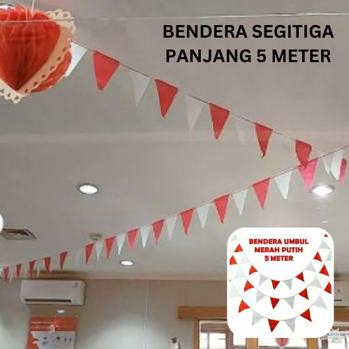 Jual Bendera Segitiga Kain Merah Putih 5 Meter / Bendera Kain Merah Putih Memperingati Agustusan ...