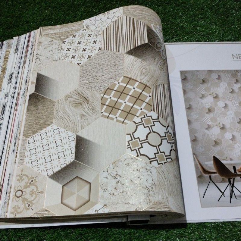 Jual Wallpaper Dinding Korea 3D Hexagon Astetic Coklat Abu | Shopee ...
