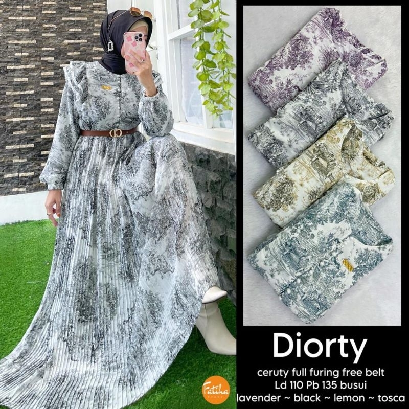 Jual DIORTY MAXI/ DRES MOTIF BUNGA PLISKET PREMIUM ORI FATIHA | Shopee ...