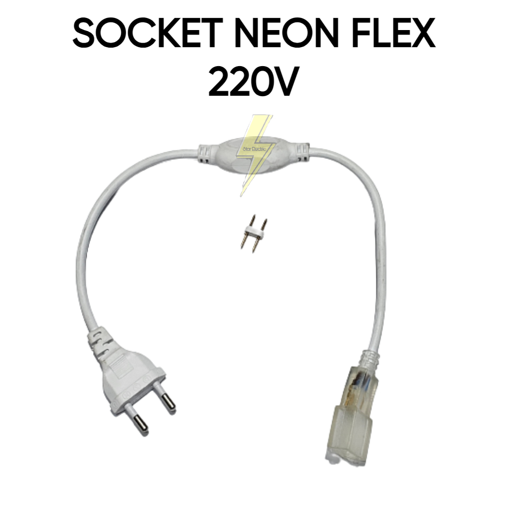 Jual Socket Colokan LED Neon Flex 220V Adaptor Lampu Selang Neon 2 Pin ...