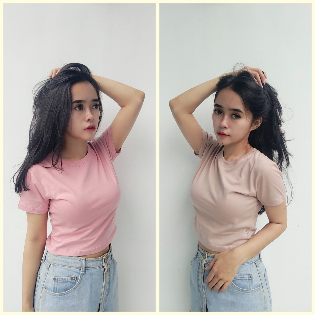 Jual Kaos Crop Top Korea Baju Crop Wanita Atasan Crop Tee Cewek ...