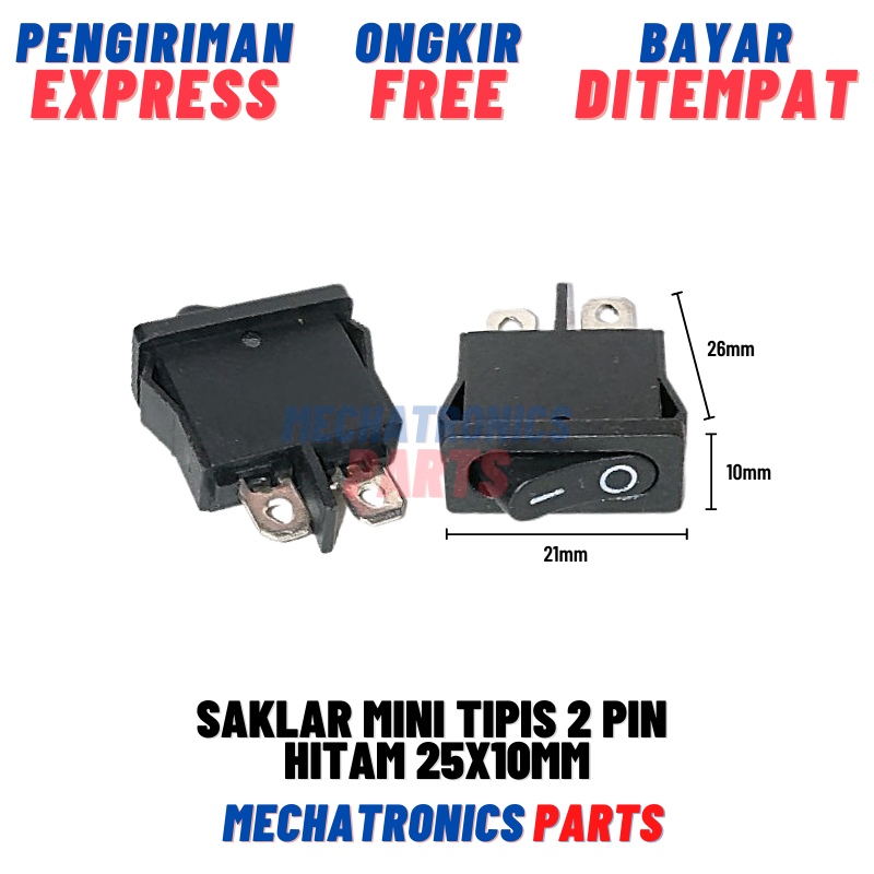 Jual Saklar Mini Tipis 2 Pin Hitam 25x10mm Switch On Off CS40 | Shopee ...