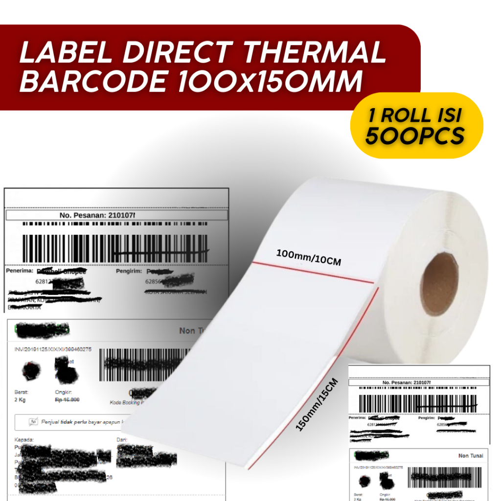 Jual Stiker Label Barcode Thermal 1 Kolom 100x150mm [500 PCS] | Shopee Indonesia