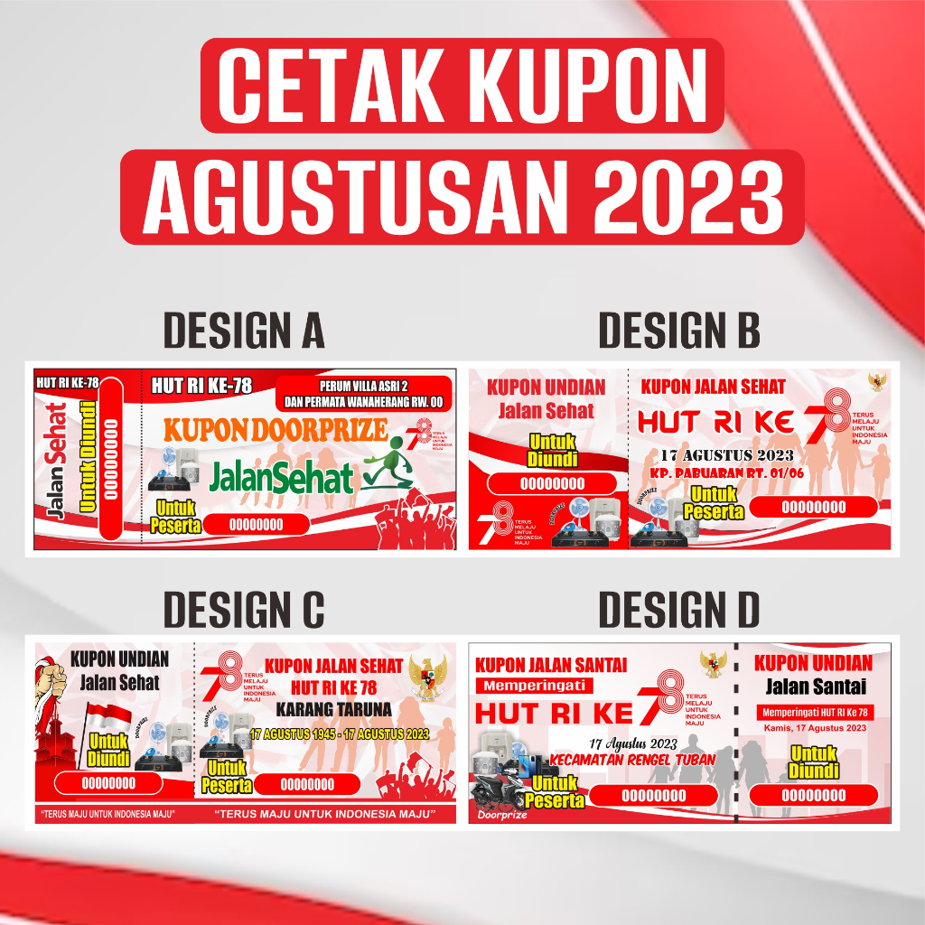 Jual Kupon Undian Hadiah Agustusan / Jalan Sehat Hut RI 78 MURAH (FREE DESIGN) | Shopee Indonesia