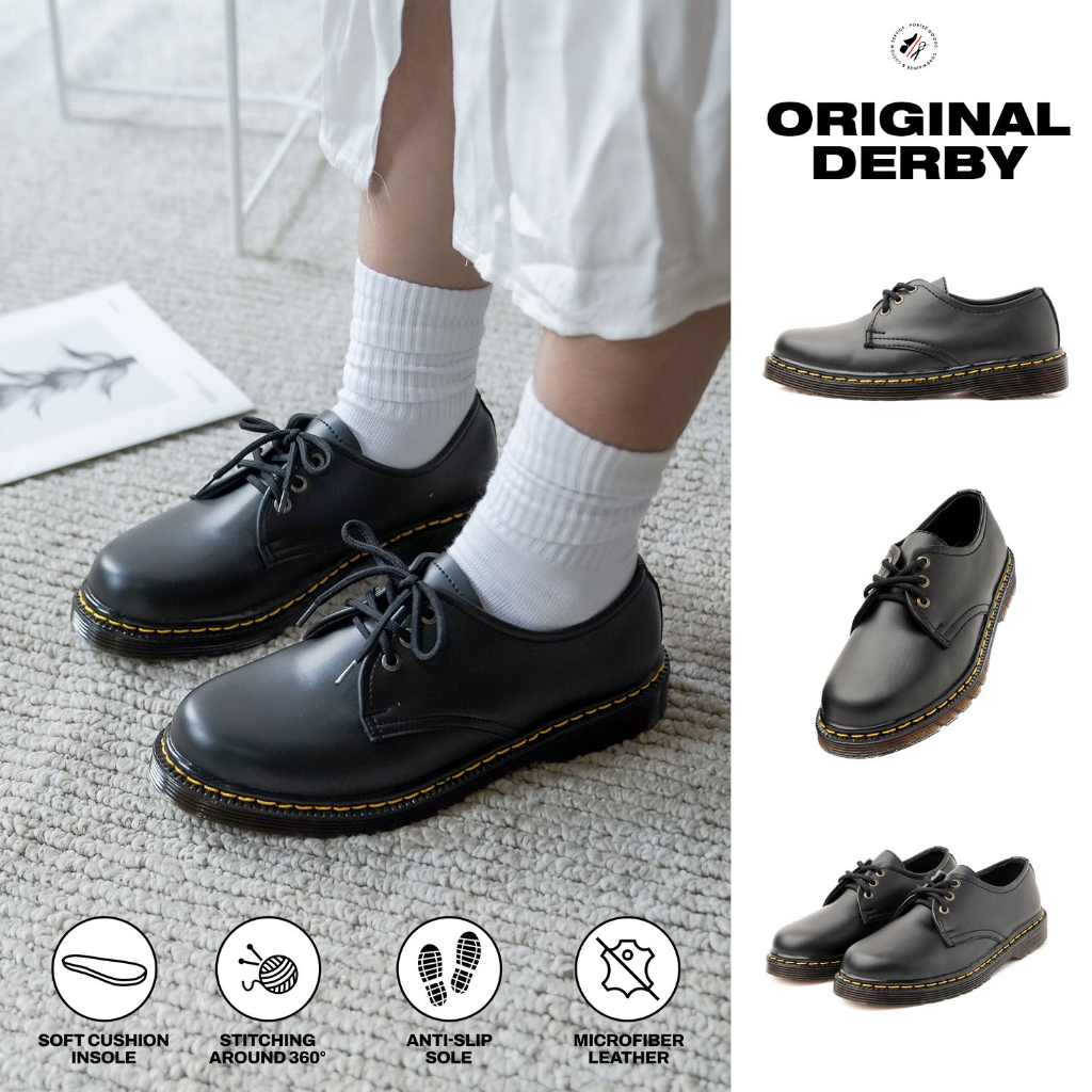 Jual Sepatu Boots Wanita Portee Goods Original Derby Hitam | Shopee ...