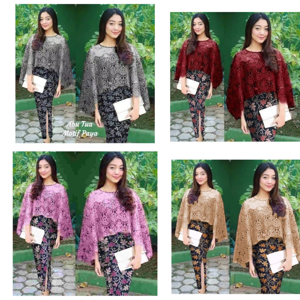Jual Kebaya Wisuda Kutubaru Cape Brukat Tile Set Kebaya Modern Brokat ...