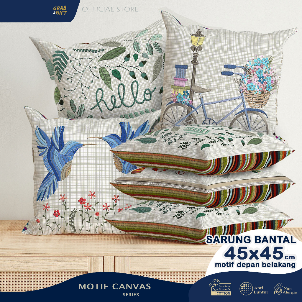 Jual SARUNG Bantal Sofa Print Premium Motif Garden Canvas Series 2in1 45x45 cm Motif 2 Sisi ...
