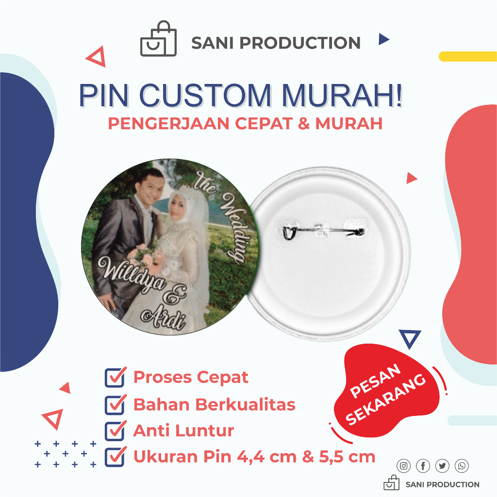Jual PIN CUSTOM PIN PANITIA PERNIKAHAN PIN CUSTOM 44 MM PIN CUSTOM 58 ...