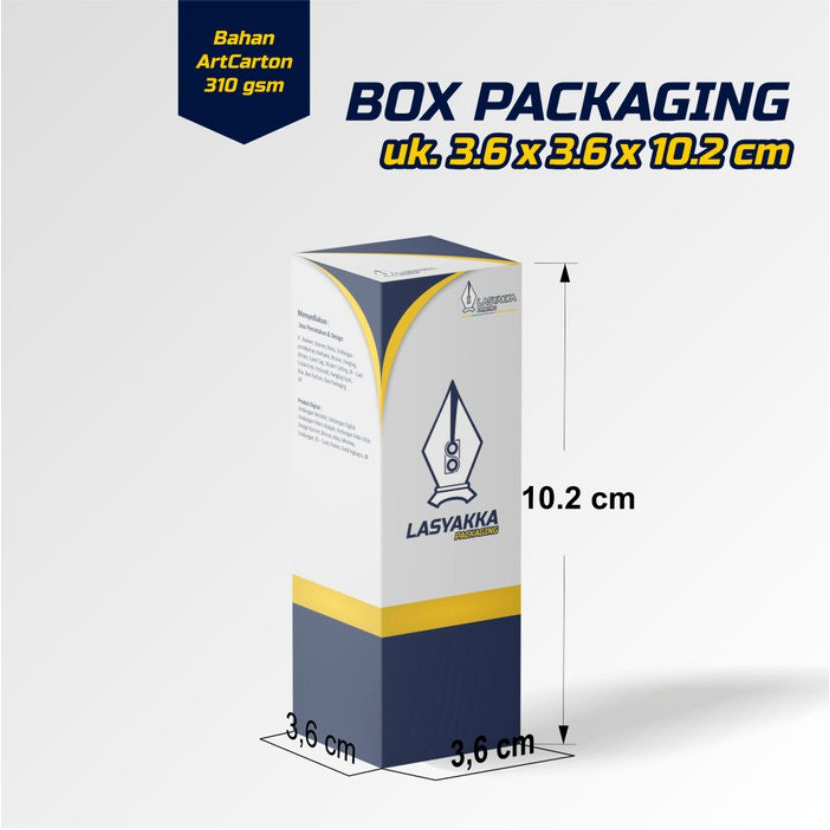 Jual box packaging ukuran 3,6 x 3,6 x 10,2 custom full color / dus ...