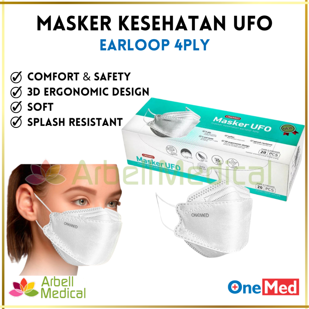 Jual Masker Karet Medis UFO 3D OneMed 4ply Box isi 20pcs | Shopee Indonesia