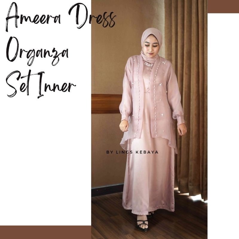 Jual Bridesmaid Dress Kondangan Muslim Organza Outer Set Inner Busui ...