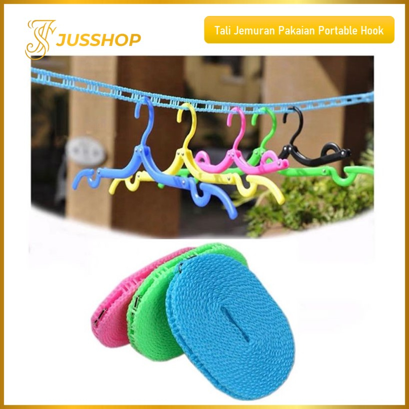 Jual Tali Jemuran Pakaian + Hook 3M & 5M Tali Gantungan Baju Praktis ...