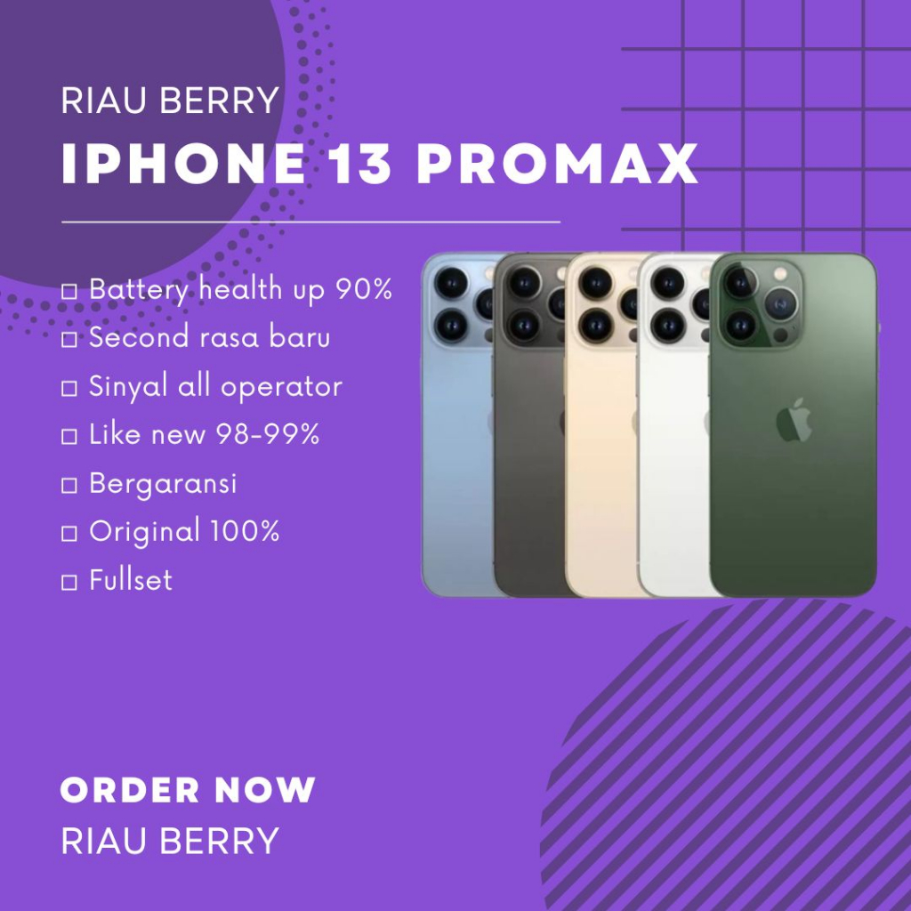 Jual Iphone 13 Pro Max 128GB 256GB Inter Second Like New Fullset | Shopee Indonesia