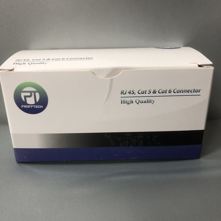 Jual Connector Utp RJ45 Cat5 Profftech RJ 45 Cat 5e Pack isi 100 Pcs ...
