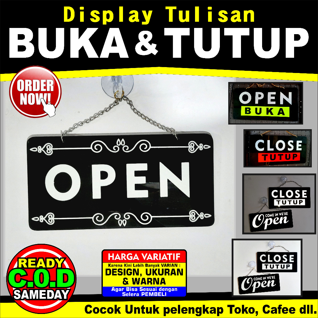 Jual Display Tulisan " BUKA & TUTUP " Toko, Cafee DLL | Shopee Indonesia