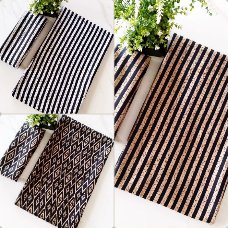 Jual ht kain batik motif lurik remekan coklat putih hitam | Shopee ...