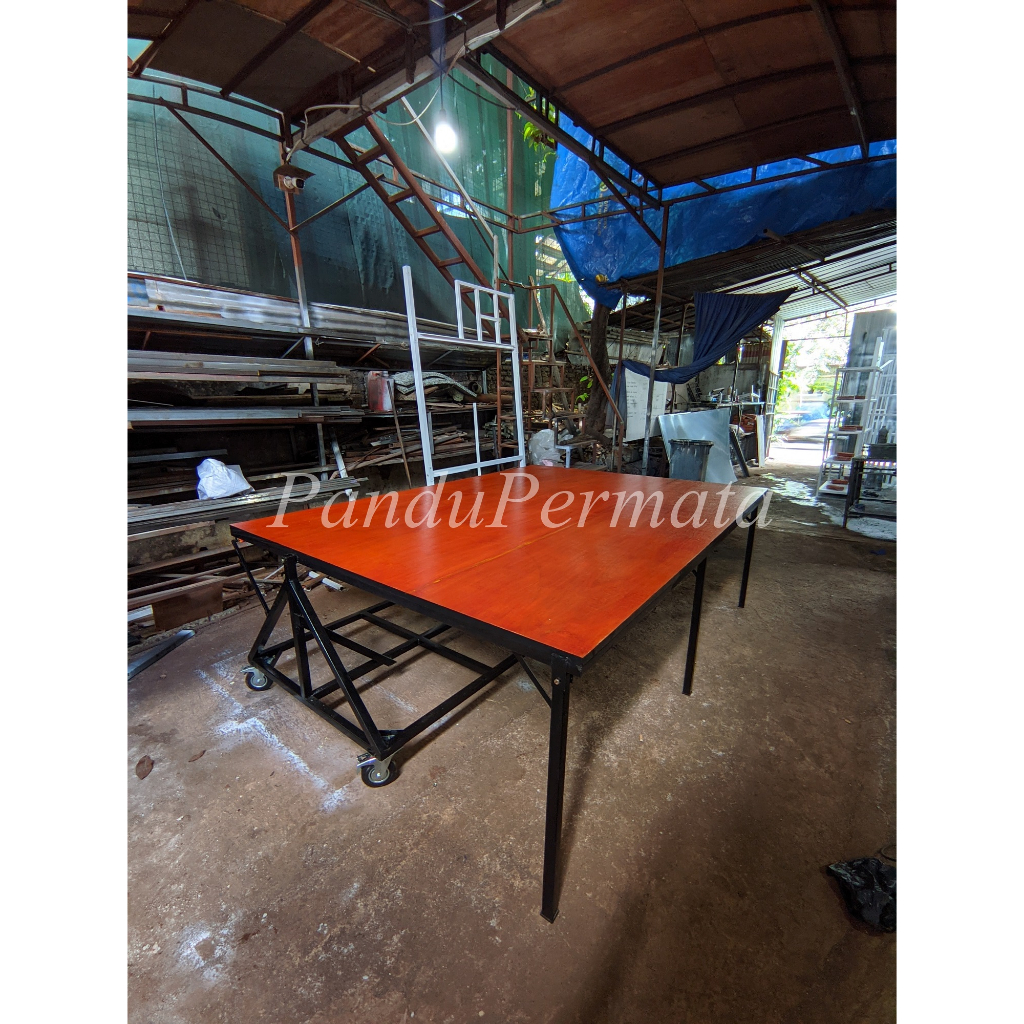 Jual Meja Lipat Potong Bahan Alas Triplek Plitur Dengan Catokan Custom ...