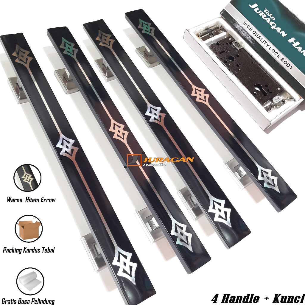 Jual Pull Handle Pintu Hitam 60 cm Set Kunci Pintu Body Pelor Gagang ...