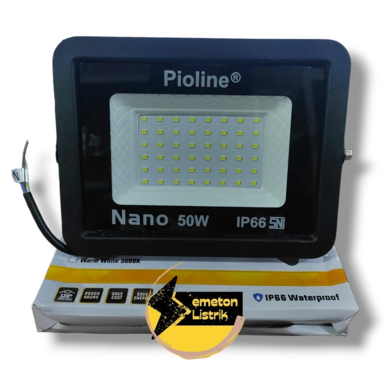 Jual LAMPU SOROT LED FLOOD LIGHT PIOLINE NANO 50W / LAMPU TAMAN 50W / LAMPU OUTDOOR CAHAYA PUTIH ...