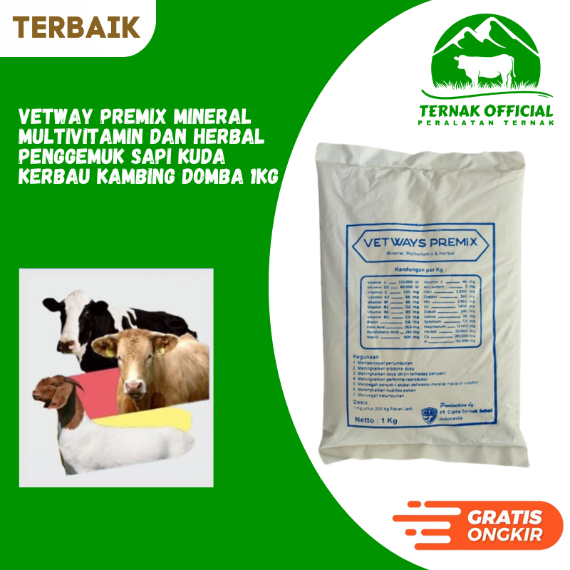 Jual Vetways Premix Mineral Multivitamin Dan Herbal Penggemuk Sapi Kuda Kerbau Kambing Domba 1kg ...