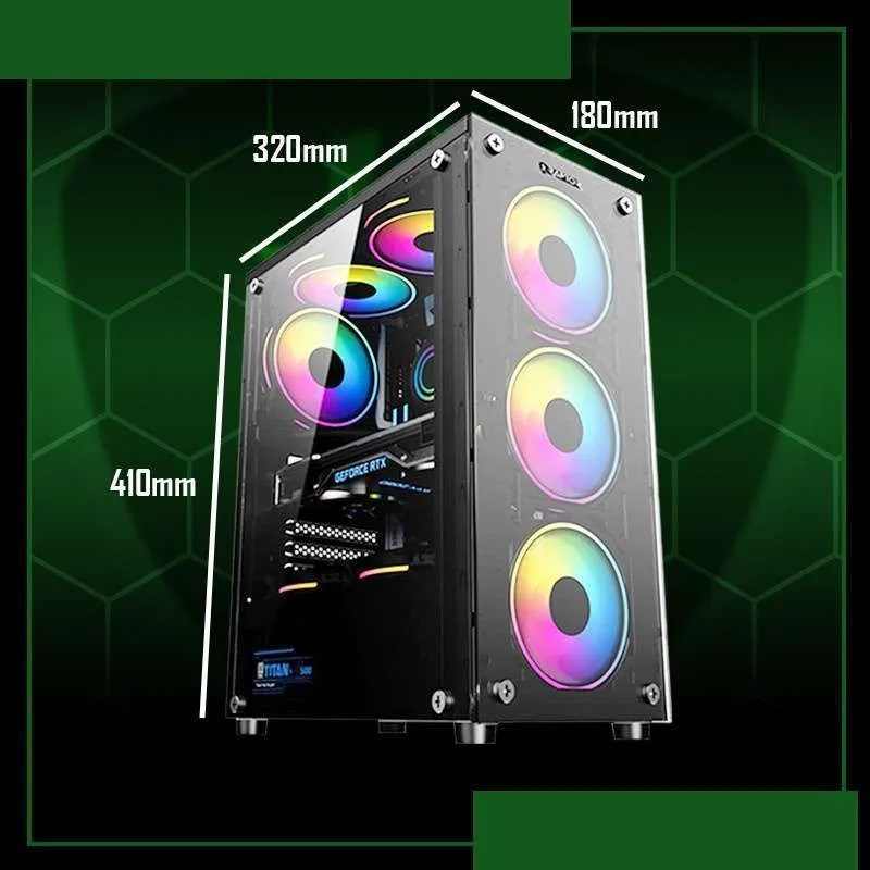 Jual RAPTOR 1652 Casing PC Gaming case Tempered Glass Transparan Fan ...