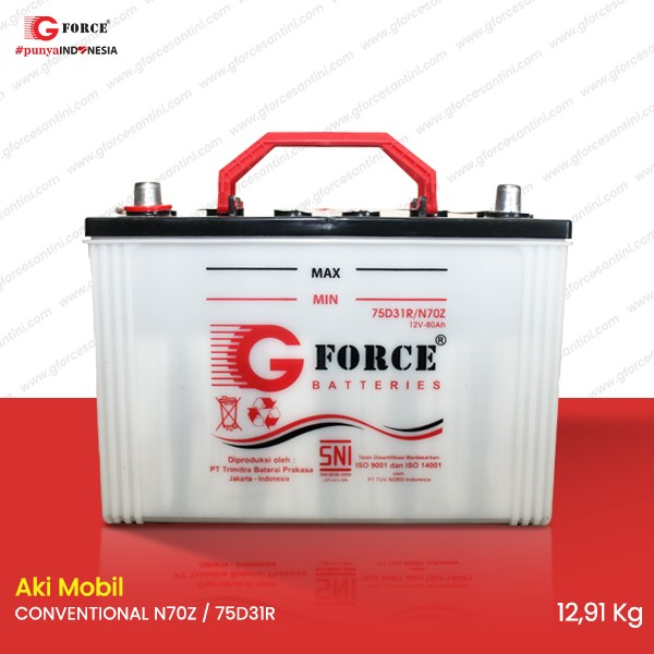 Jual GFORCE N70Z - 75D31R / N70ZL - 75D31L (80 Ampere) - Aki Mobil | Shopee Indonesia